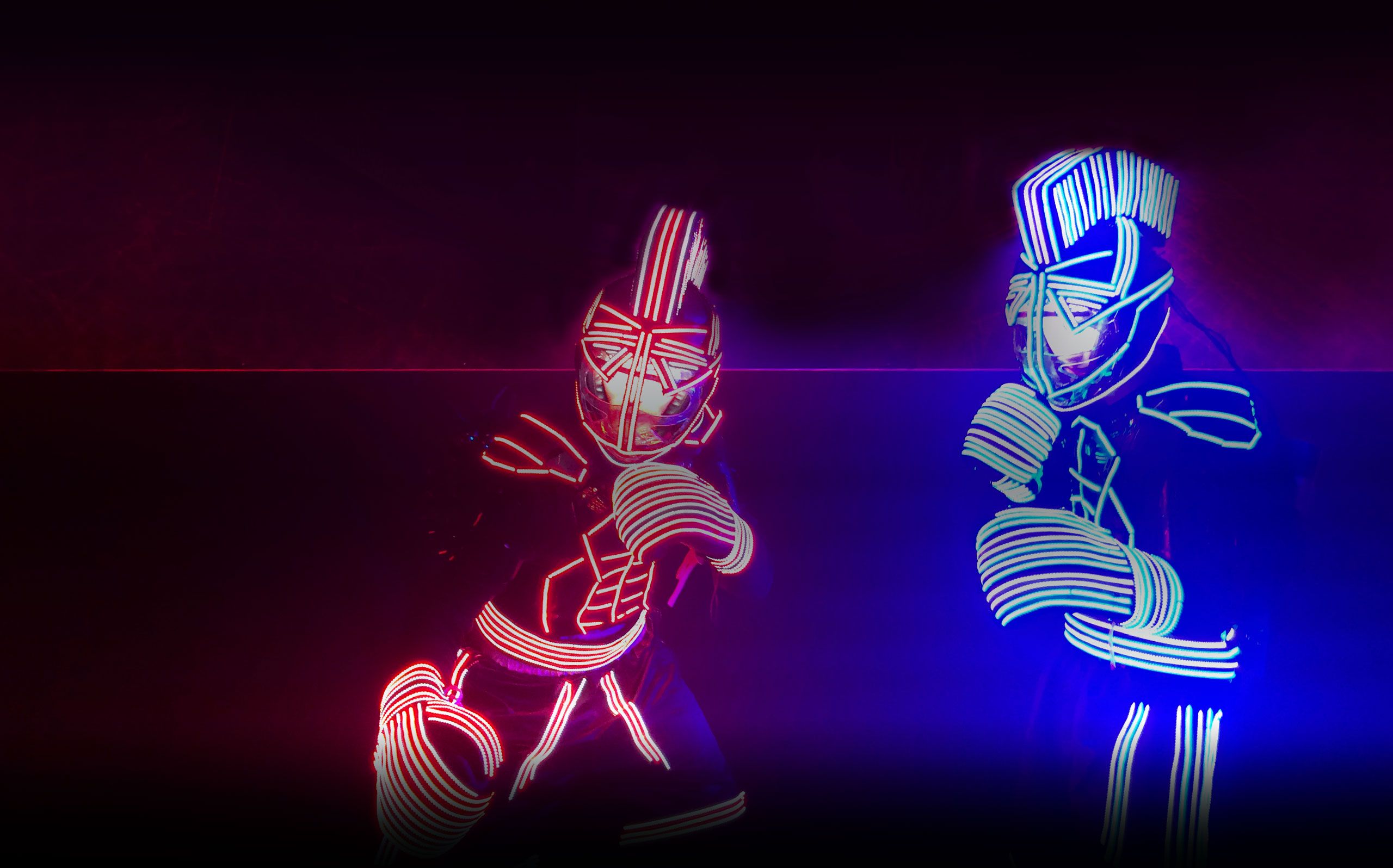 Light Fighters performing a show battle in LED equipped boxing outfits